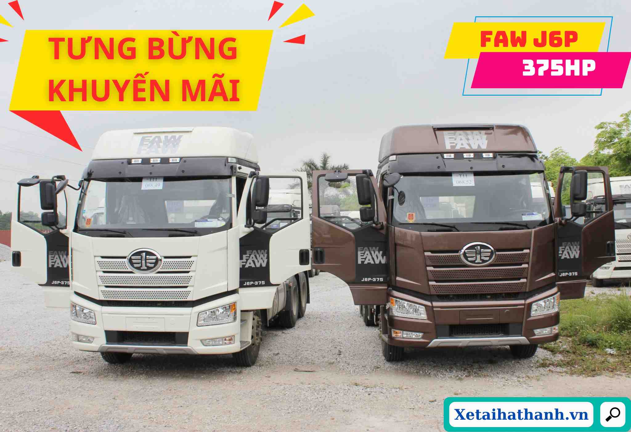 Đầu kéo Faw 2 cầu J6P 375HP - Xe tải Hà Thành